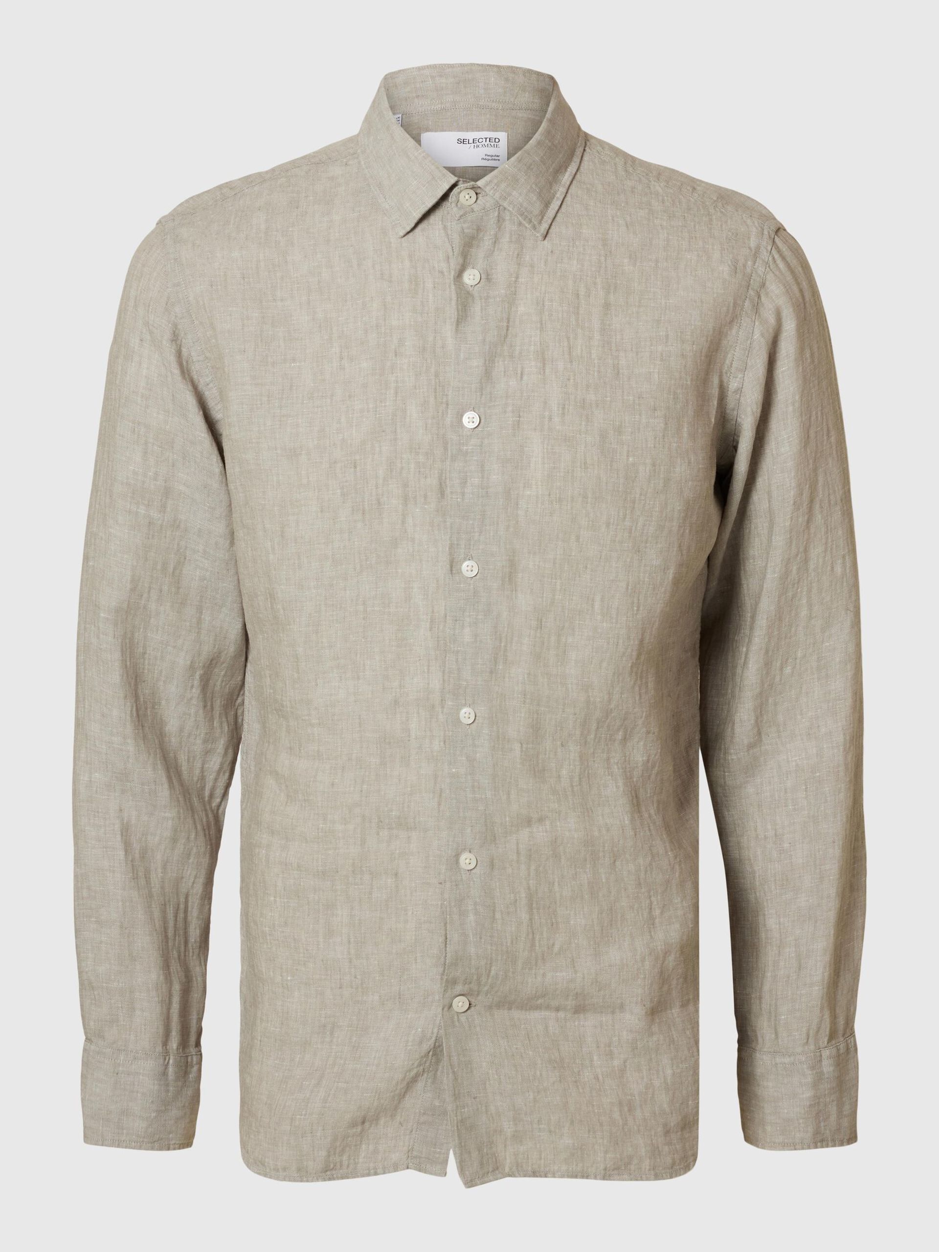 100% LINEN SHIRT | Grey | SELECTED HOMME®